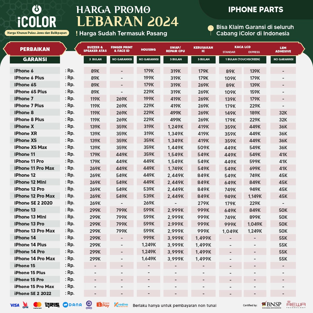 PRICELIST PROMO LEBARAN 2024