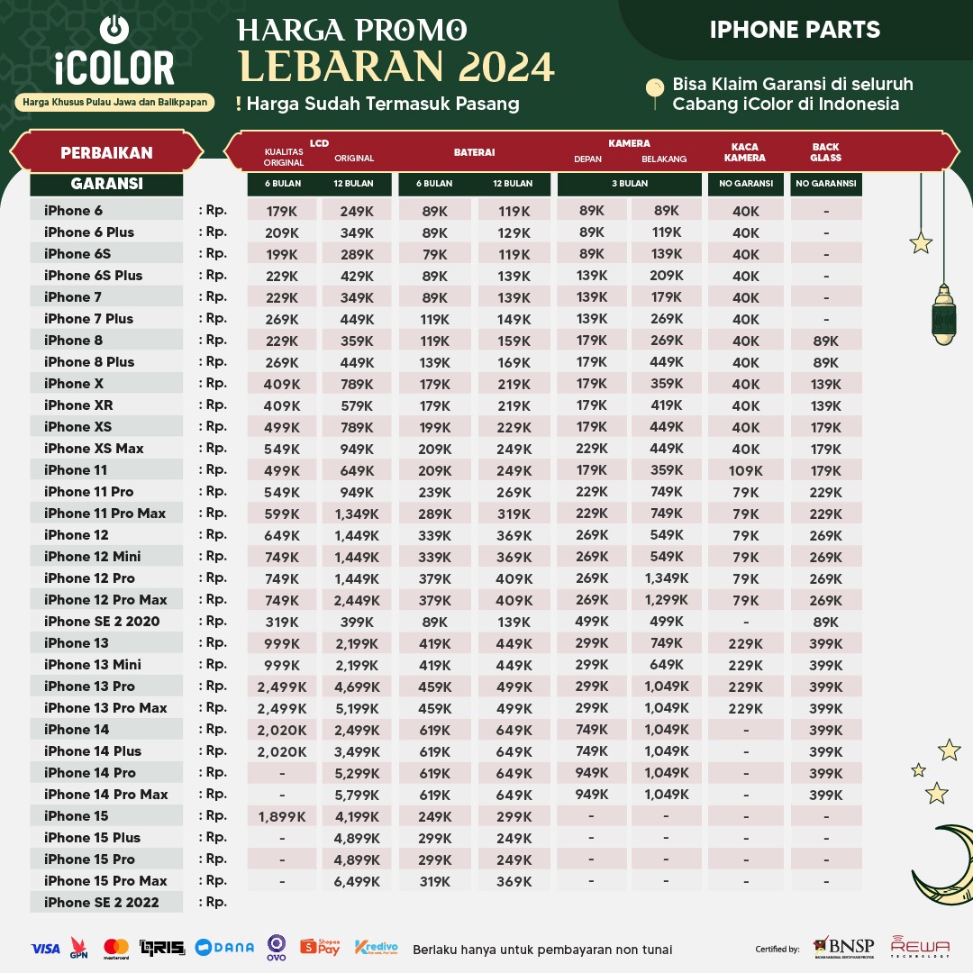PRICELIST PROMO LEBARAN 2024