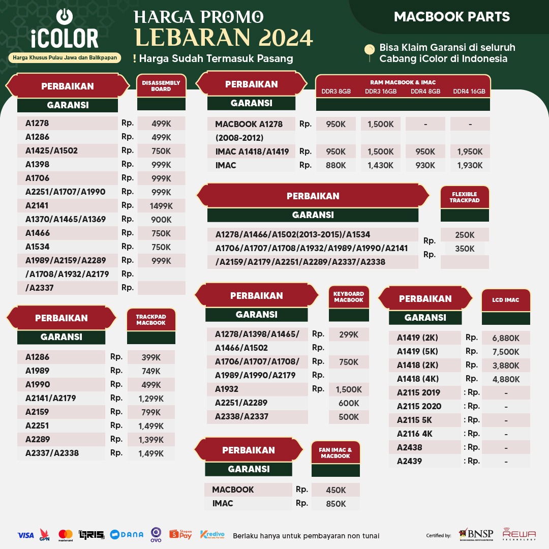 [UPDATED] PRICELIST PROMO LEBARAN DAN SPESIAL OPENING ICOLOR JATIWARINGIN